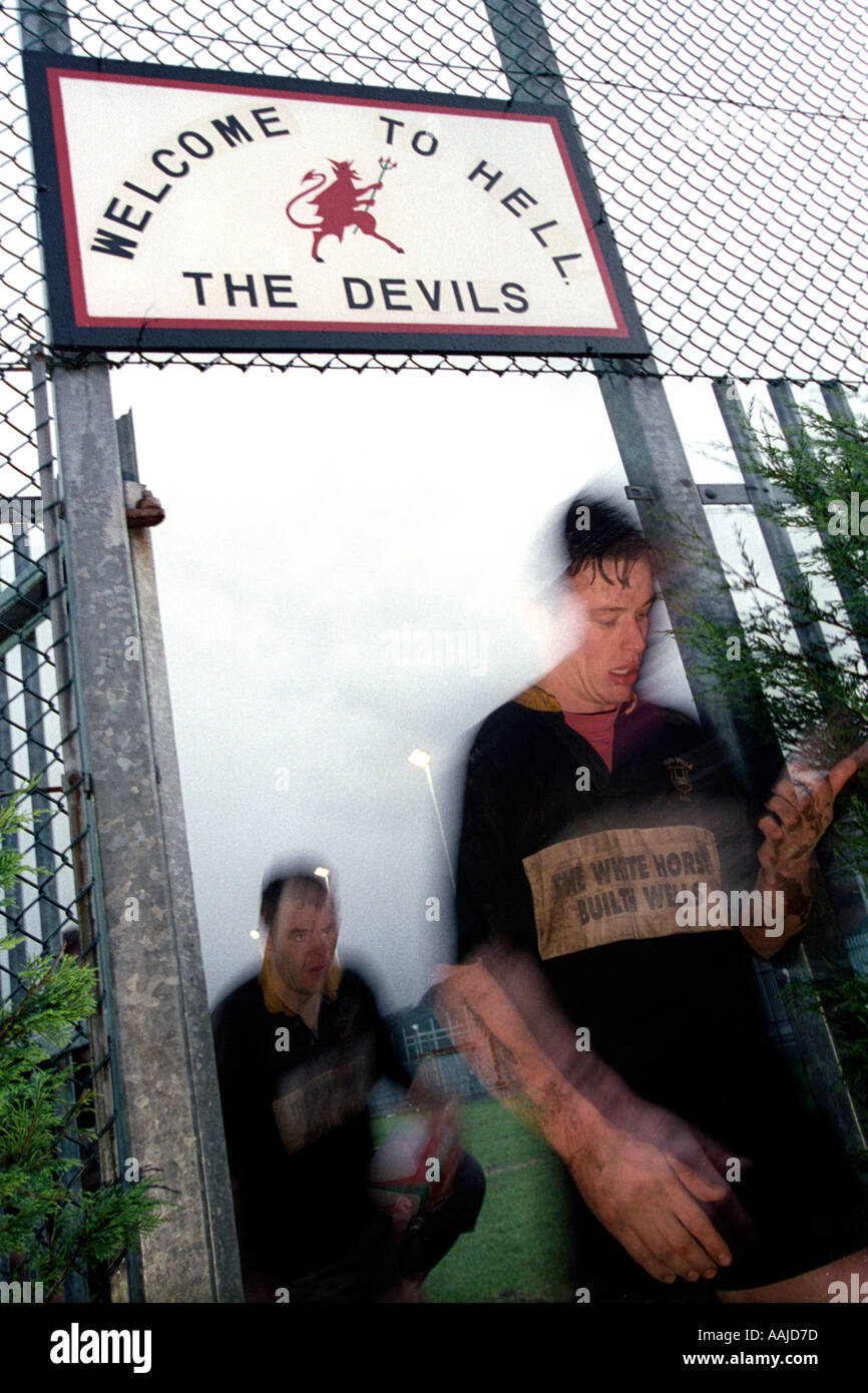 WELCOME TO HELL THE DEVILS rugby players leave the field after game at ...