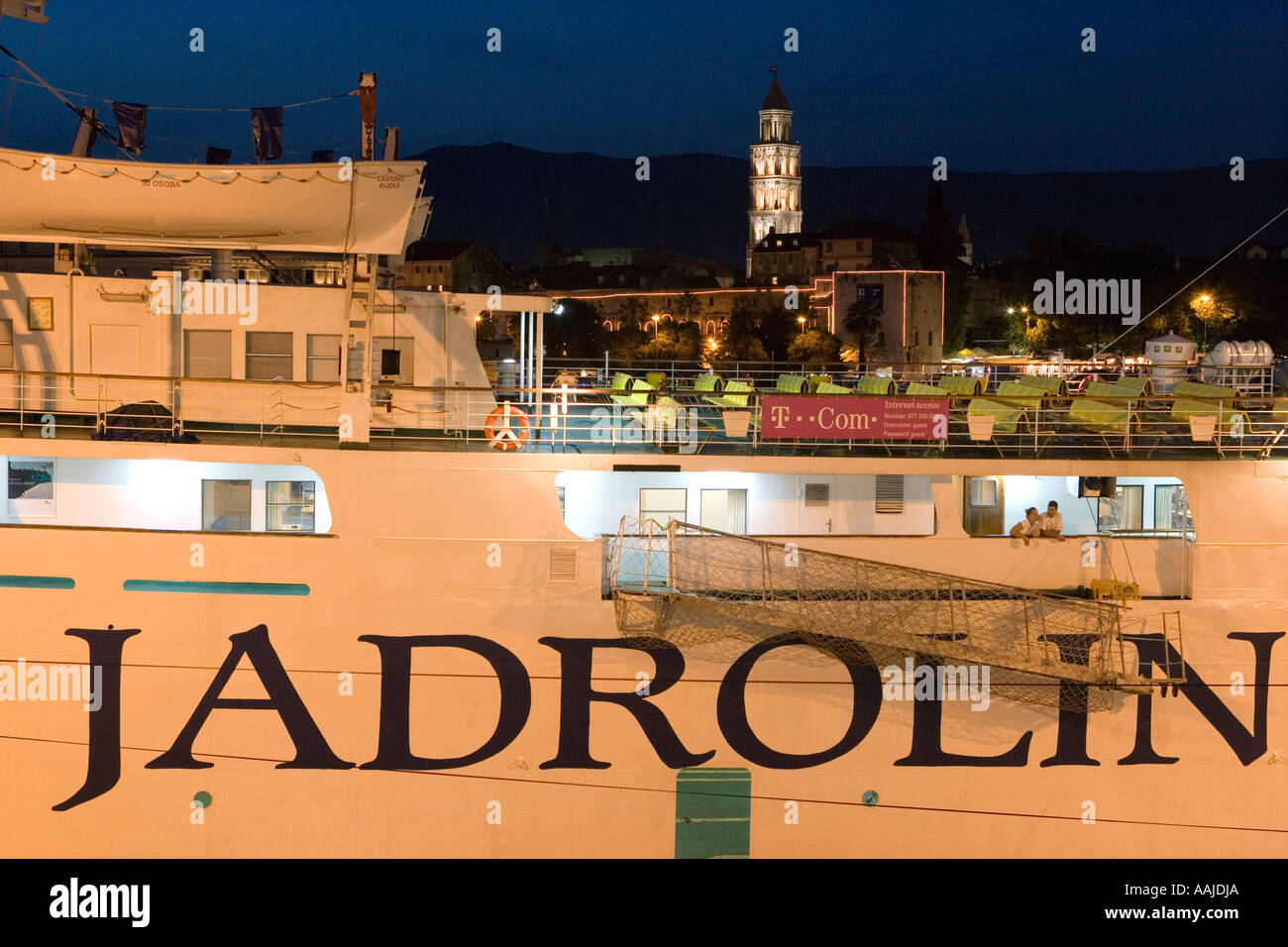 Jadrolinija ferry with church of St Dominic in background Split Croatia ...