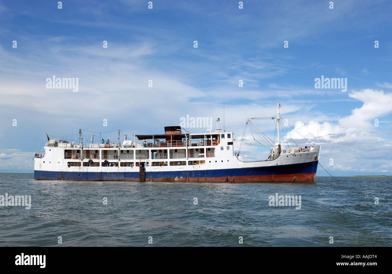 The Ilala at anchor, Lake Malawi, Africa, Ilala in the background Stock ...