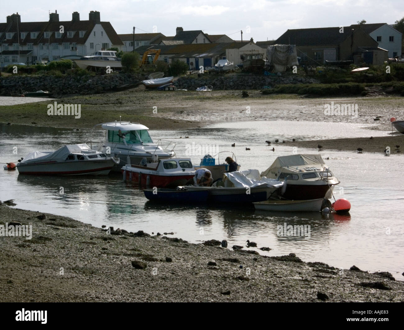 Boat Moored on the River Axe, Axmouth, Devon, England, UK, GB Stock ...
