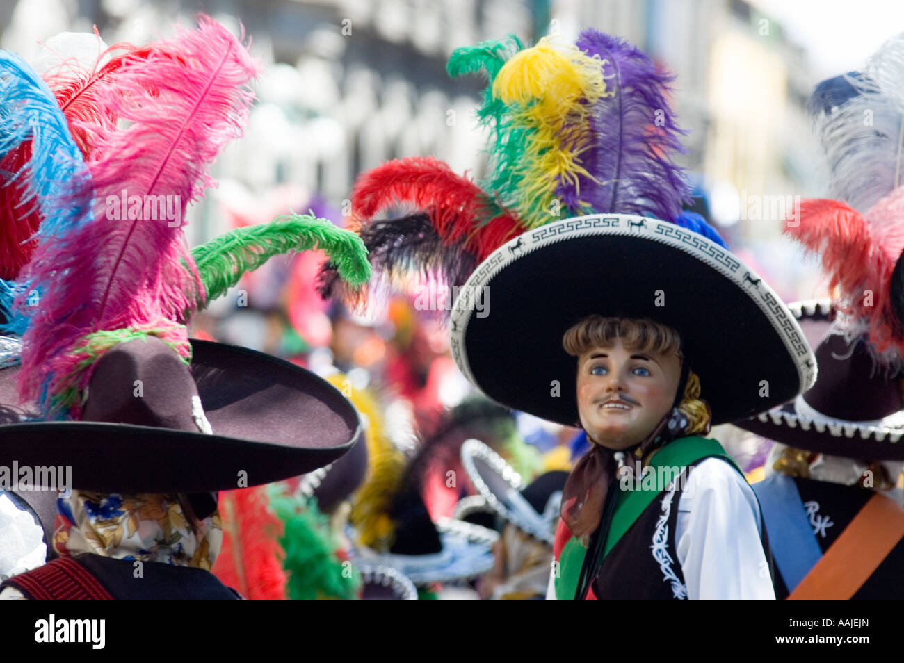 dancing masks with sombrero hat in the carnival of puebla, mexico Stock ...