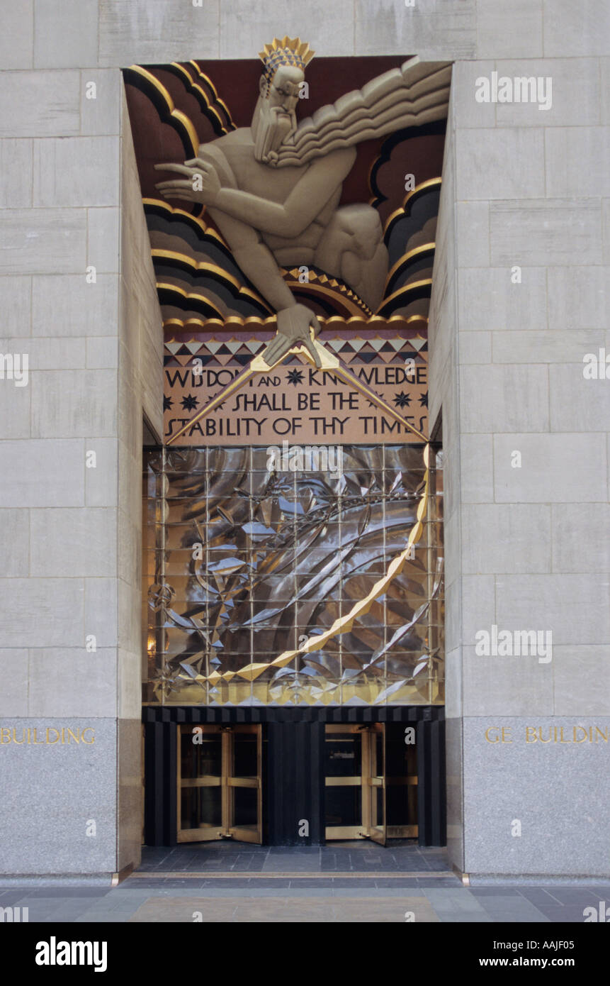 the Rockefeller centre 30 Rockefeller Plaza Art Deco decoration above ...