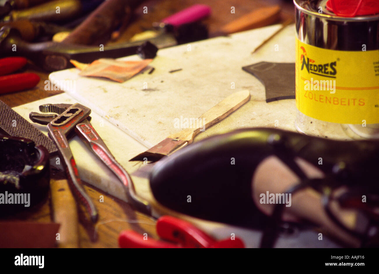Material used by shoemaker Stock Photo - Alamy