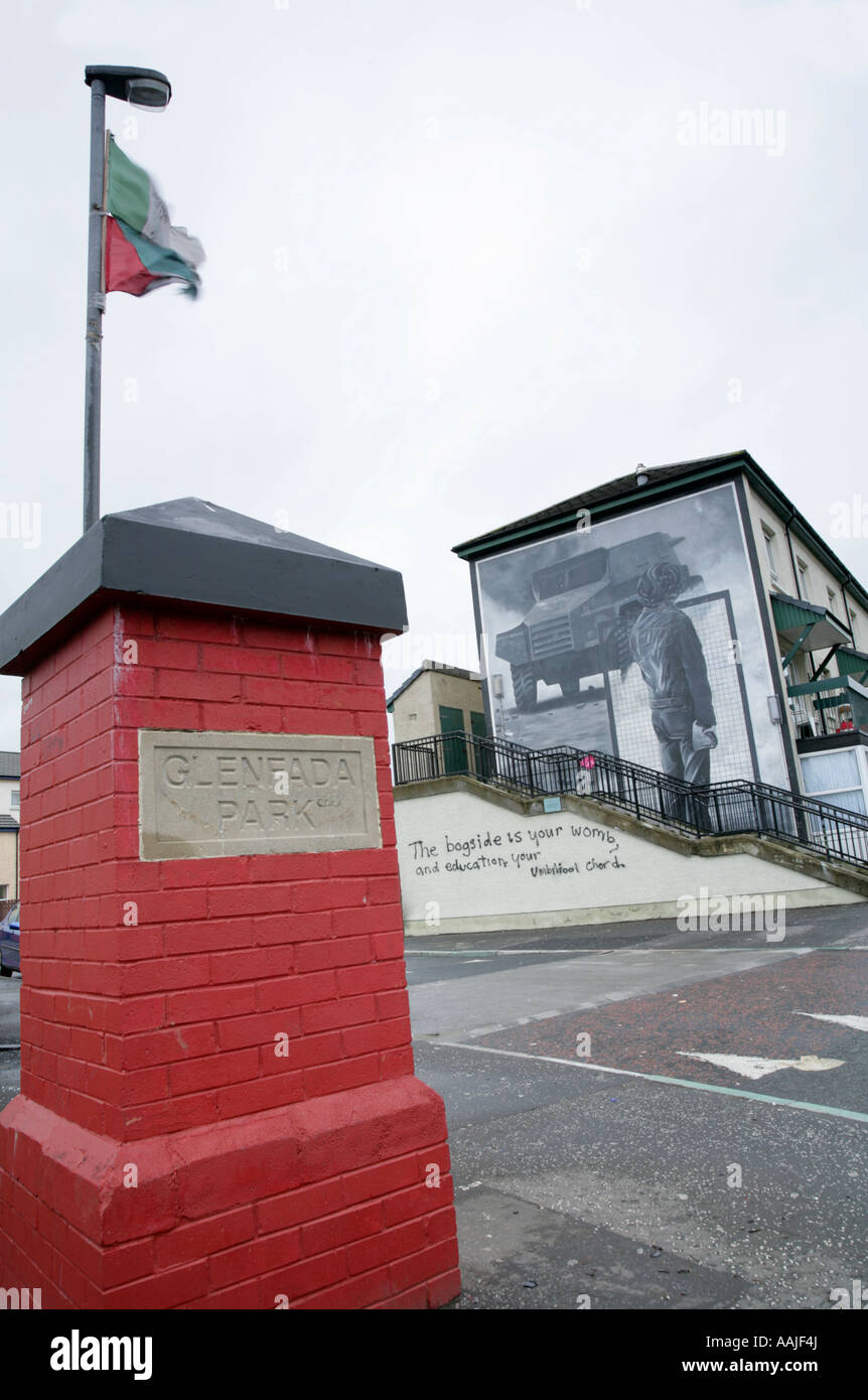 Political mural at Glenfada Park in the Bogside housing estate ...