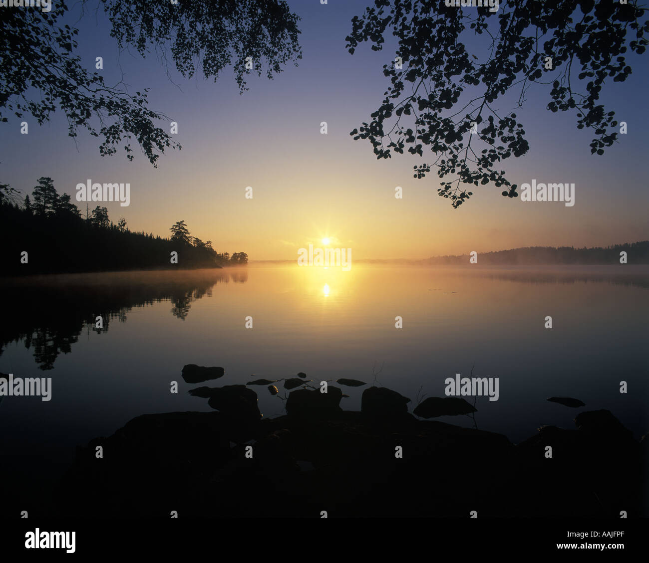 Morning at lake Stock Photo - Alamy
