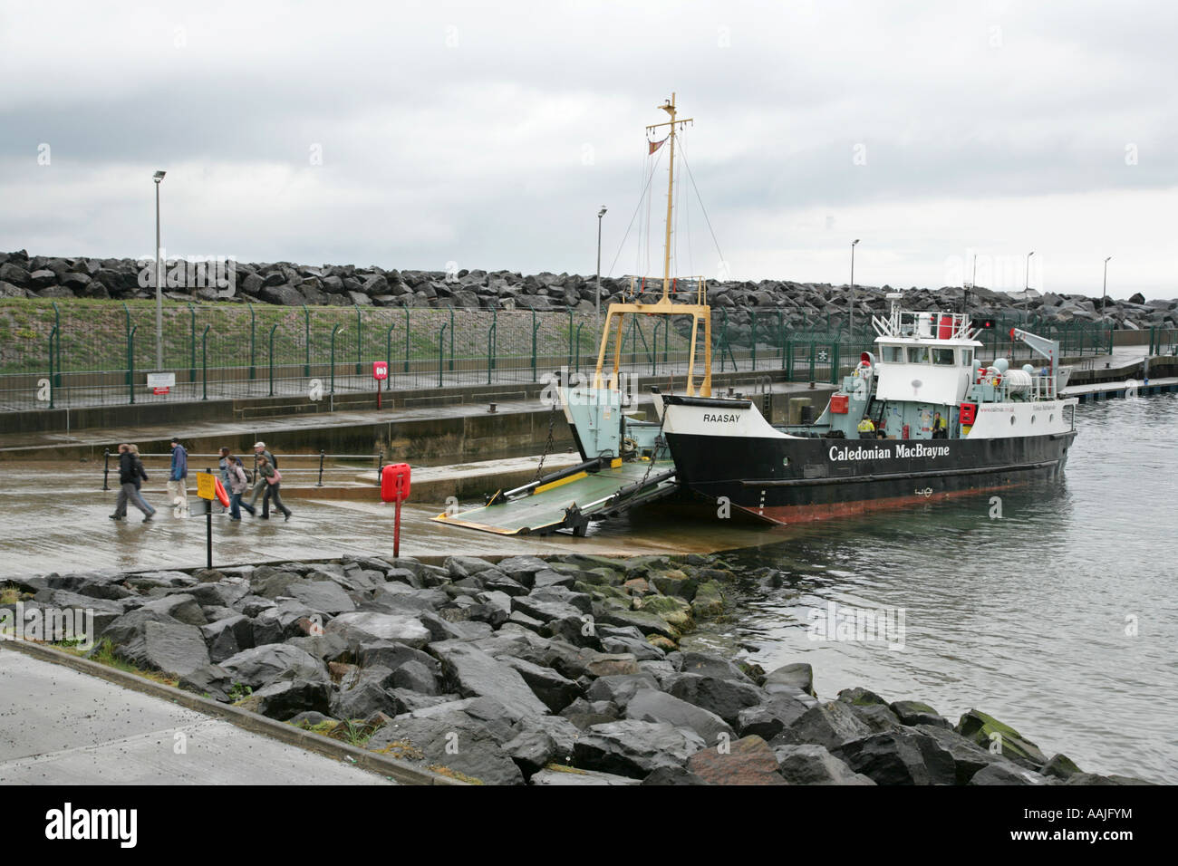Foot passengers disembarking from the Rathlin Island ferry Raasay at ...