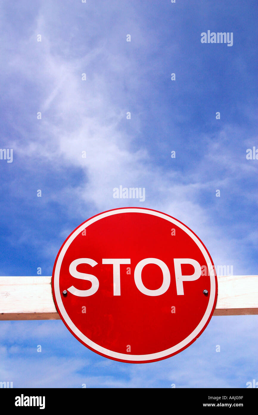 Stop traffic sign red stop sign against background of blue sky and ...