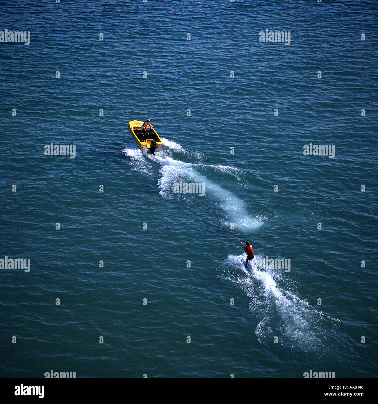 Portugal Albufeira Town Algarve Province Speedboat Pulling Waterskier