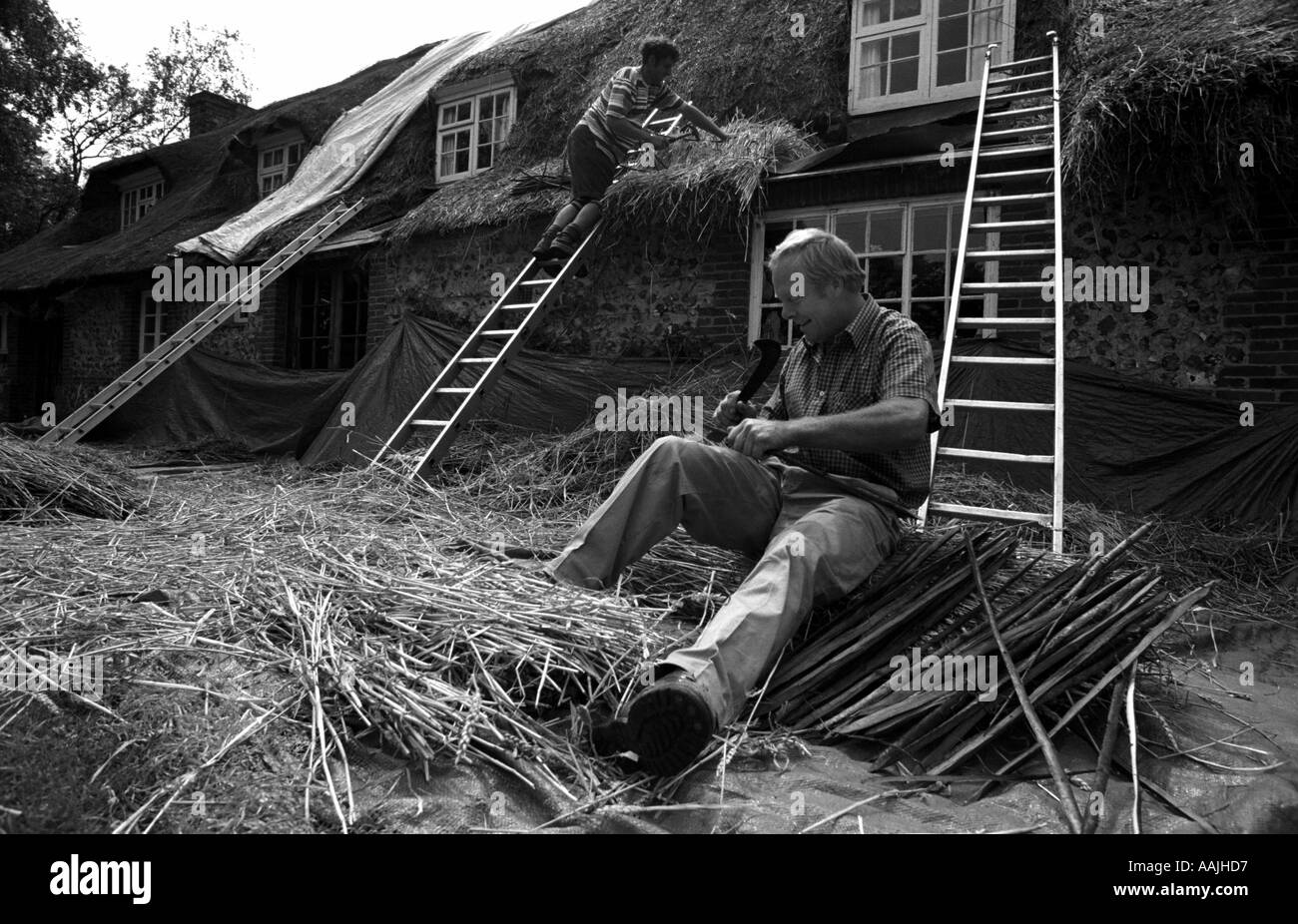A thatcher at work in Hampshire England Picture by Andrew Hasson June ...