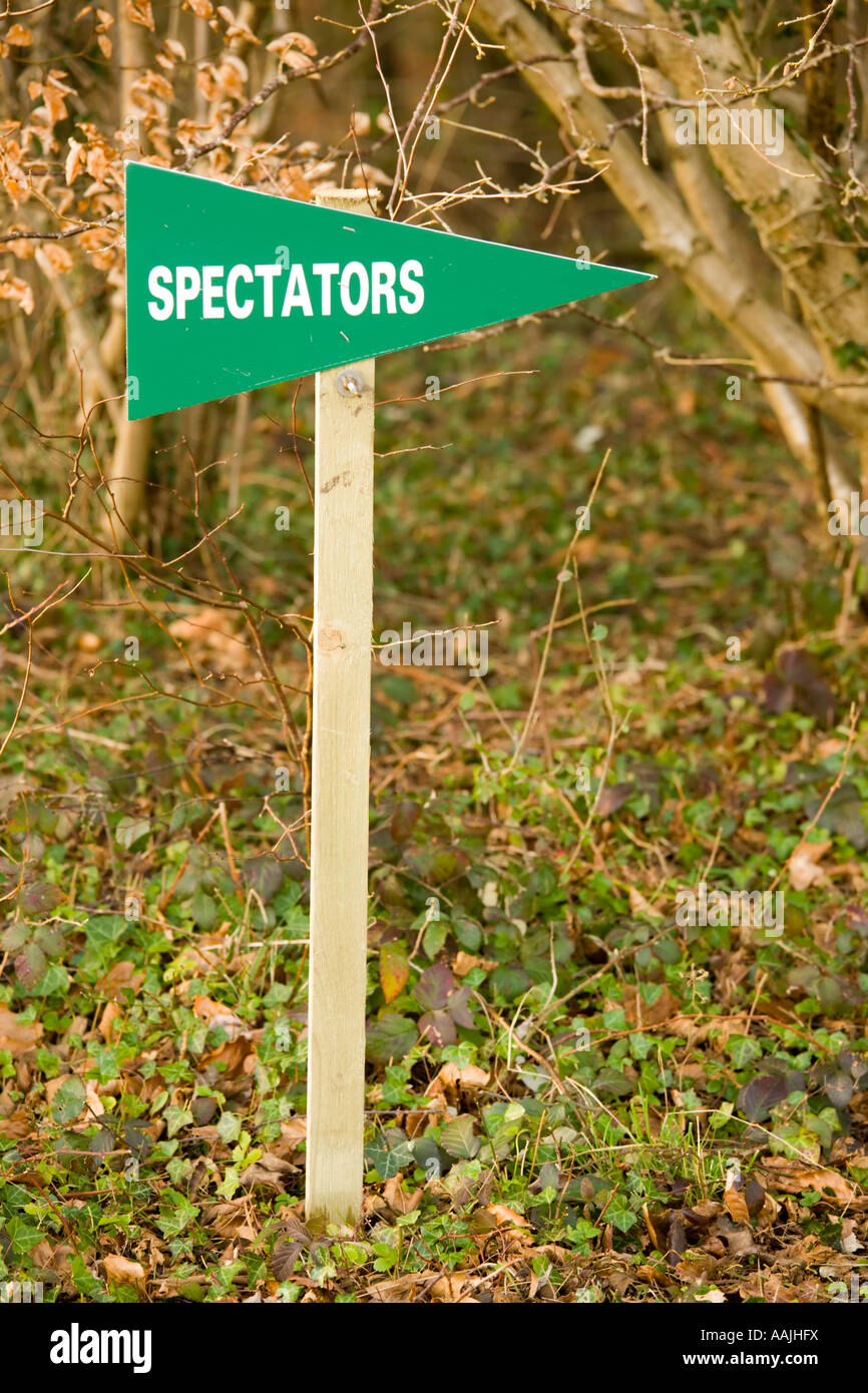 Sign pointing spectators to track side at the Rallye Sunseeker Stock ...