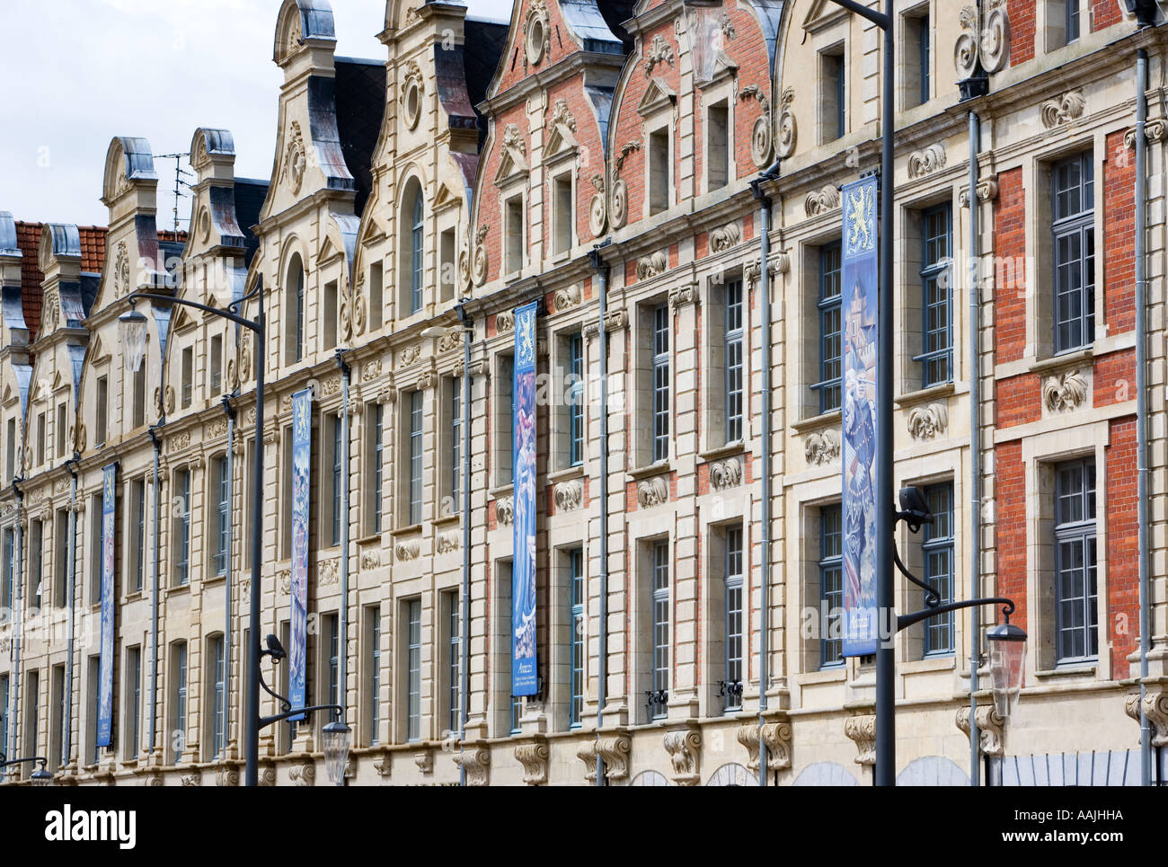 Flemish style buildings in the town of Arras northern France Stock ...