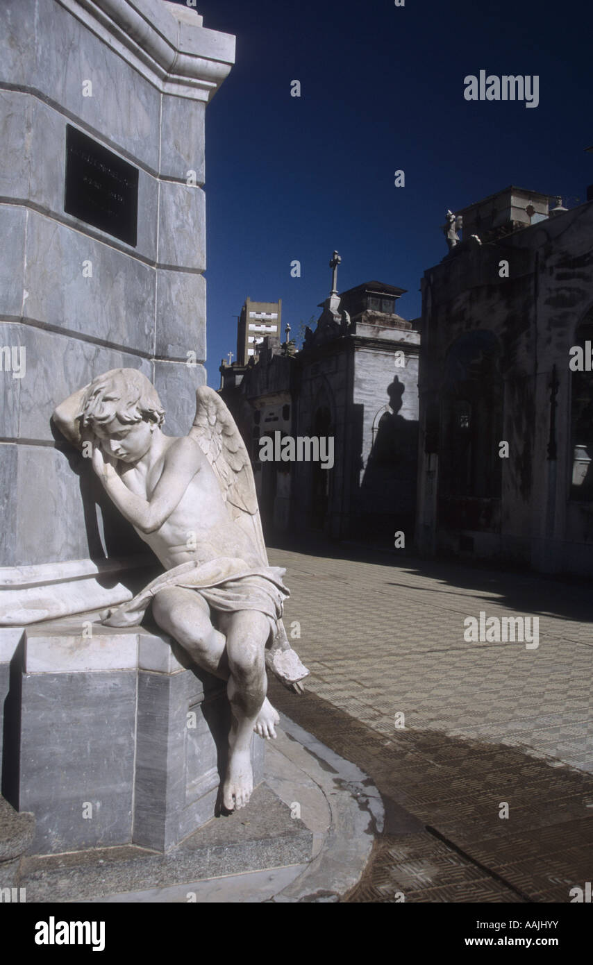 Crying angel in La Recoleta cemetery, Buenos Aires, Argentina Stock ...