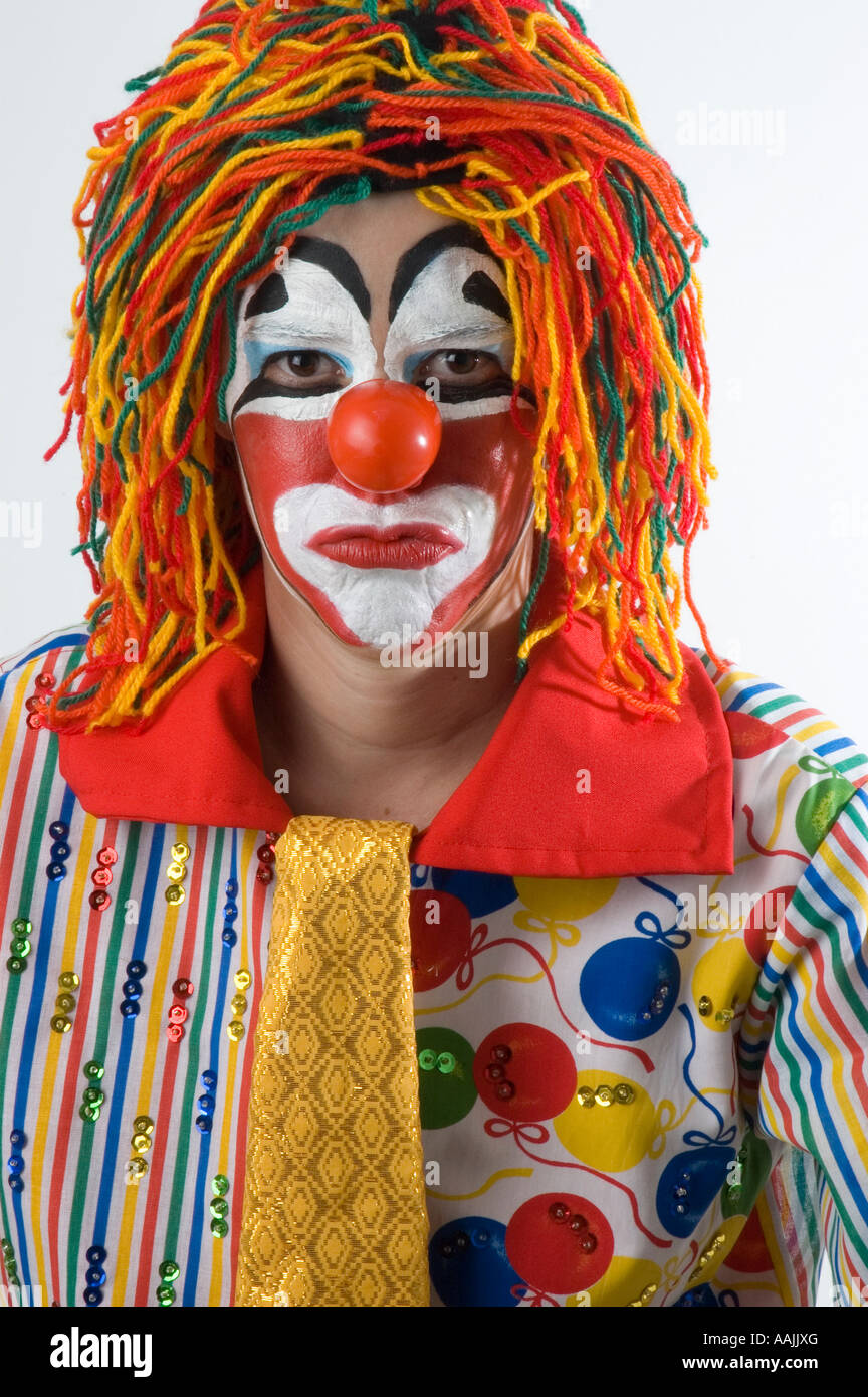 WOMAN IN CLOWN MAKEUP & COSTUME, anger clown portrait Stock Photo - Alamy