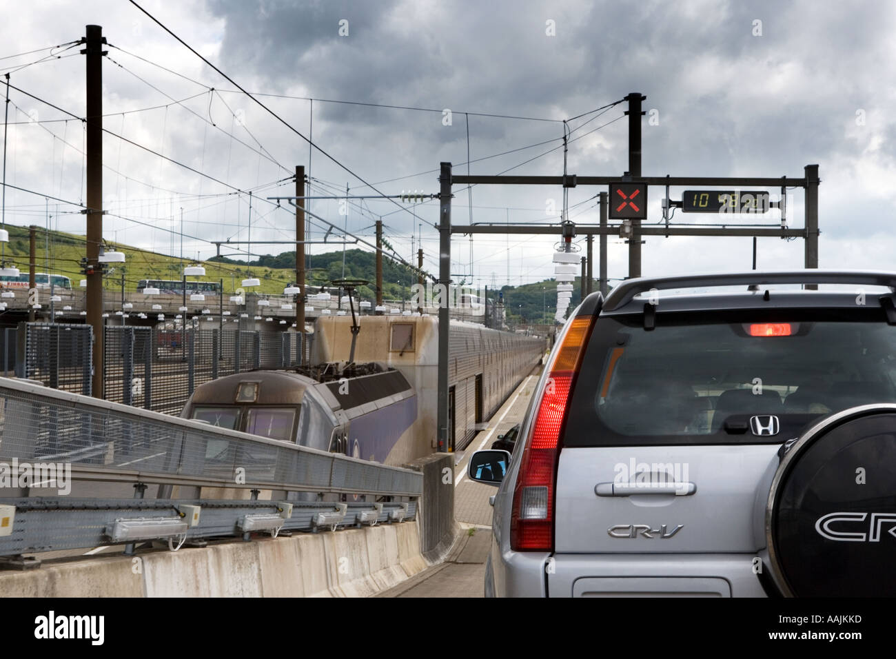 Boarding a Eurotunnel Shuttle at Folkestone England Stock Photo - Alamy