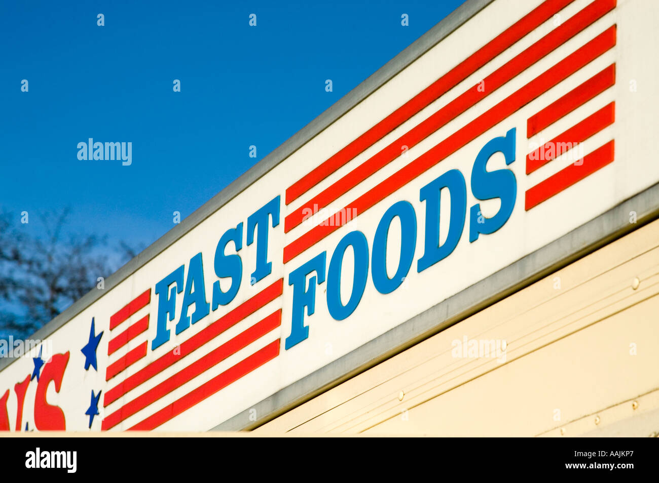 Fast food sign England Britain UK Stock Photo - Alamy