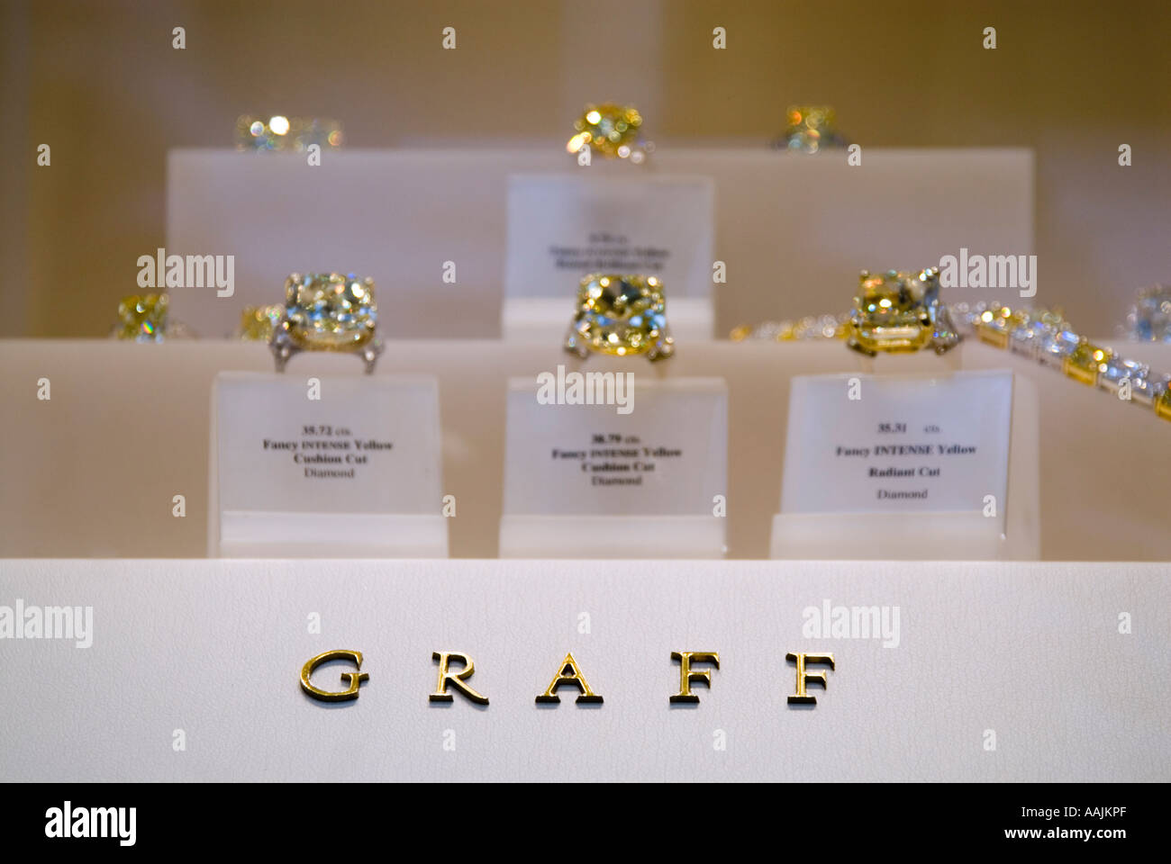 Graff jewellery in shop window on Bond Street London England Britain UK ...