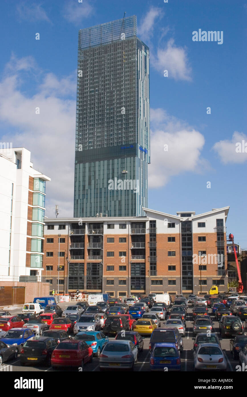 Manchester city centre car park with the Beetham Tower in the ...