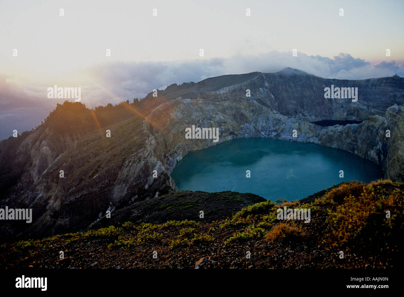 Kelimutu volcano,Flores,Indonesia,coloured lakes.Three lakes which ...