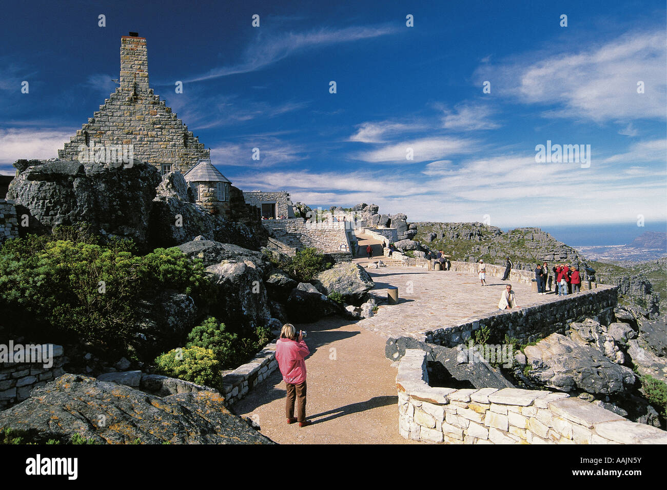 Table Mountain Tourists taking photographs Restaurant behind Cape Town ...