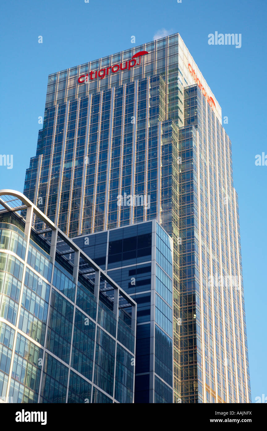 Looking up at the Citigroup tower in London's docklands Stock Photo - Alamy