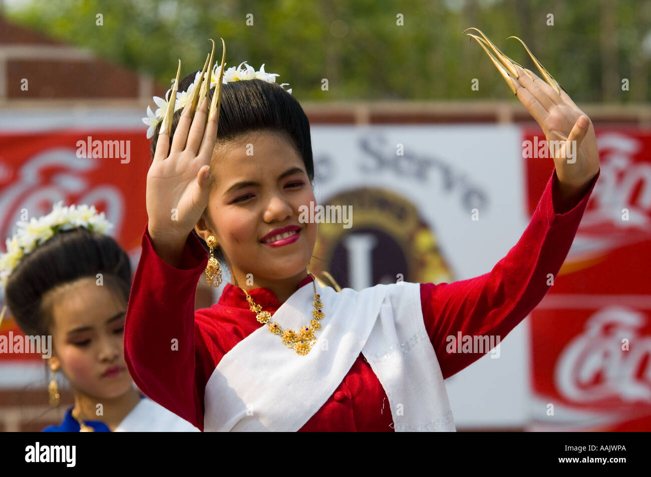 A dancer performs the Fawn Thai dance in Chiang Mai as part of the Miss ...