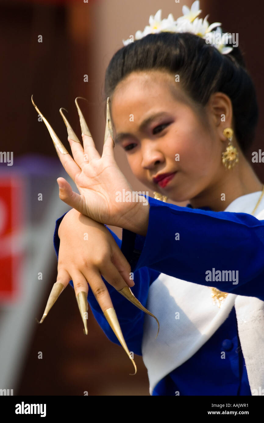 A dancer performs the Fawn Thai dance in Chiang Mai as part of the Miss ...