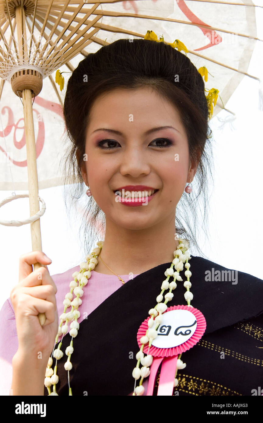 A participant in the Miss Songkran contest held in Chiang Mai Thailand ...