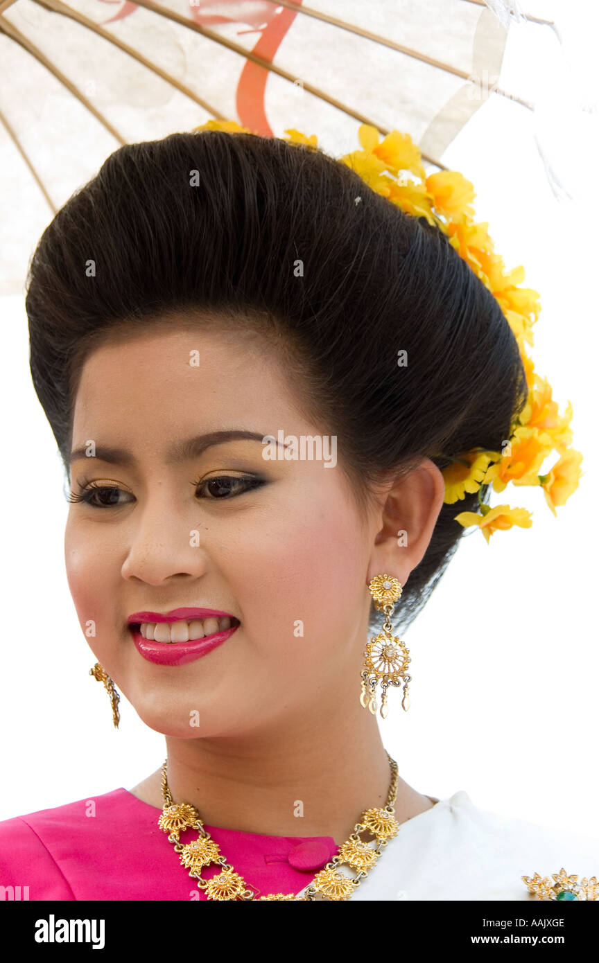 A participant in the Miss Songkran contest held in Chiang Mai Thailand ...