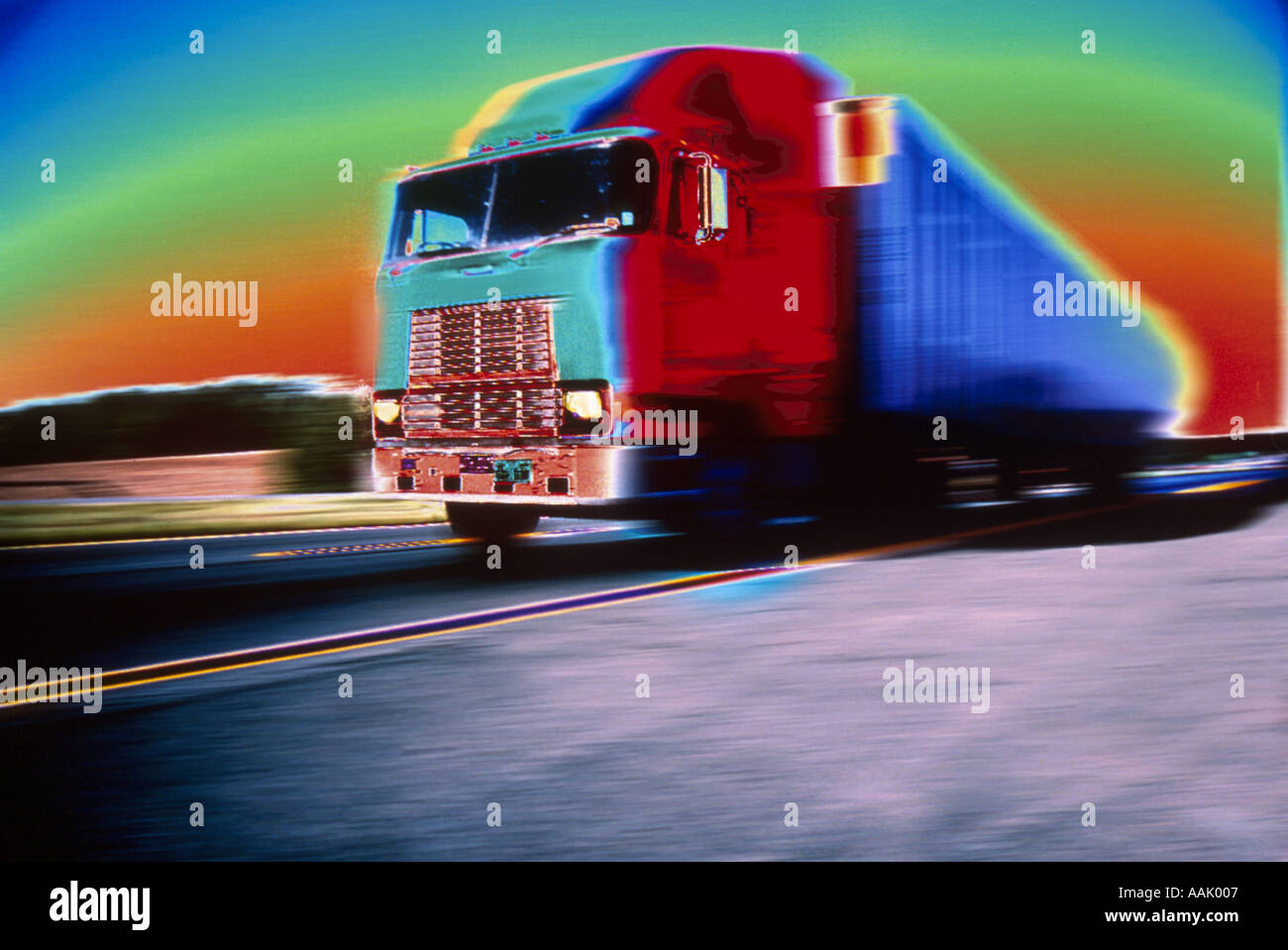 Truck on super highway Stock Photo - Alamy