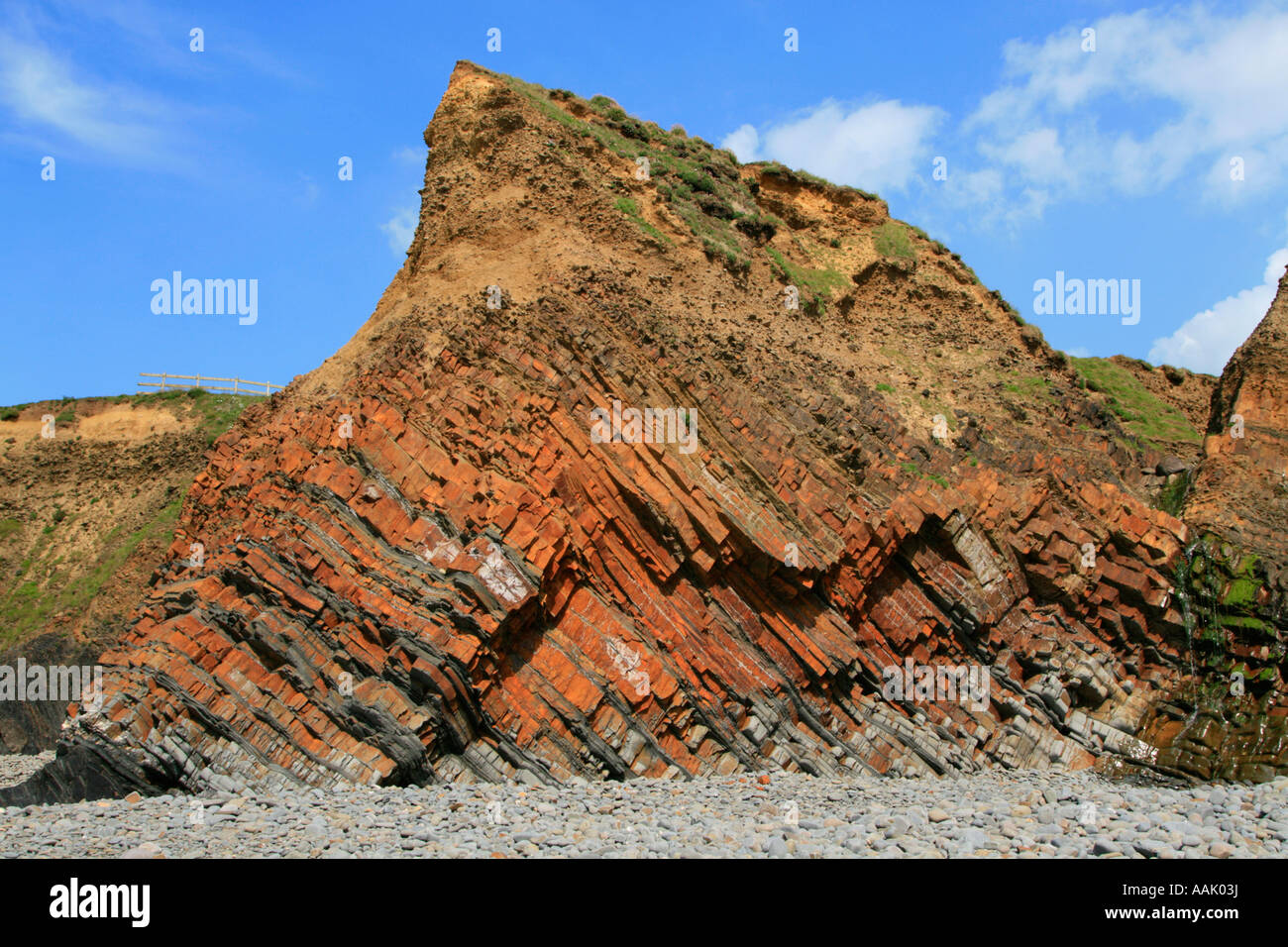 sandy bay rock strata geology north cornwall atlantic coast england uk ...