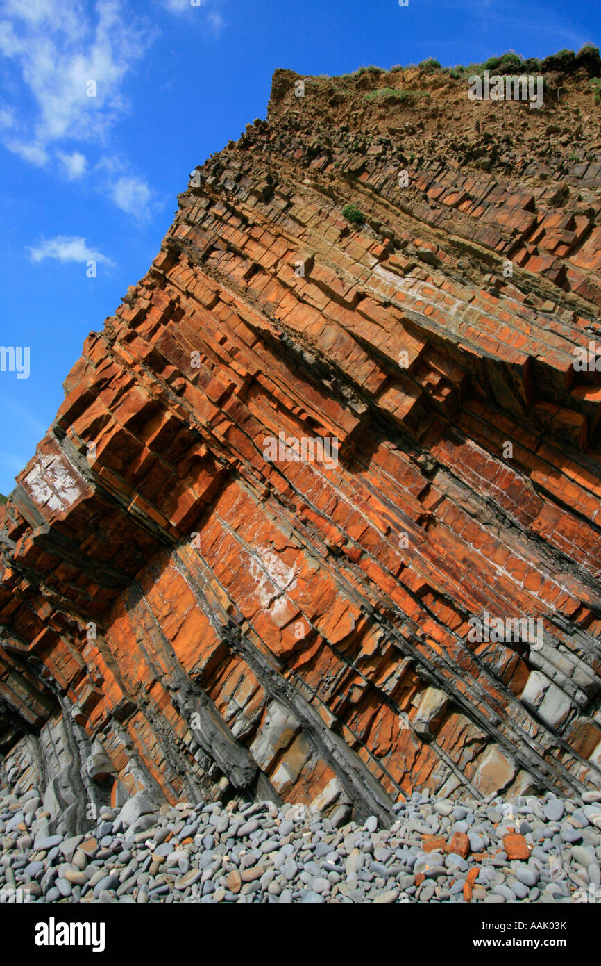 sandy bay rock strata geology north cornwall atlantic coast england uk ...