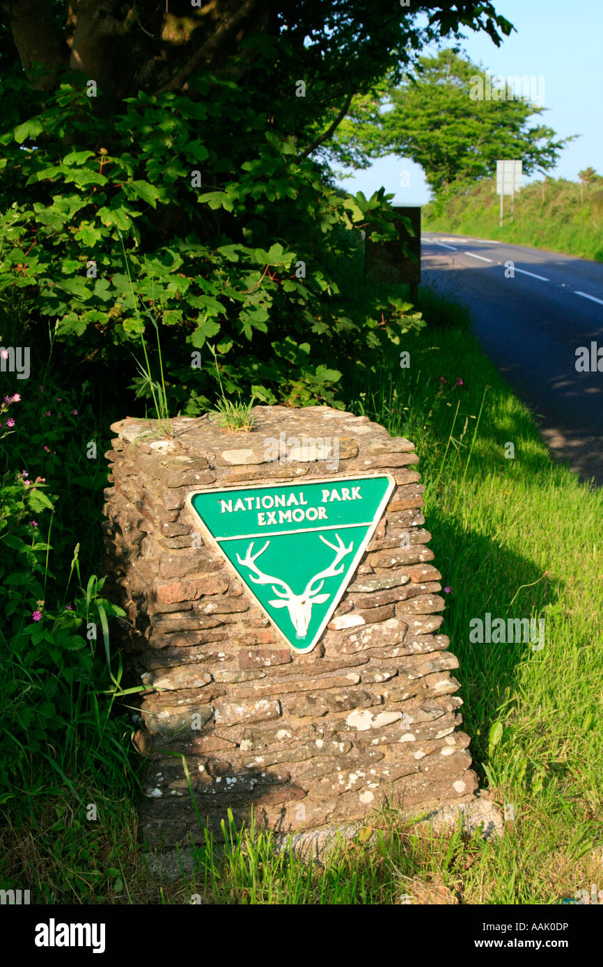 sign for exmoor national park entrance by road england uk gb Stock ...