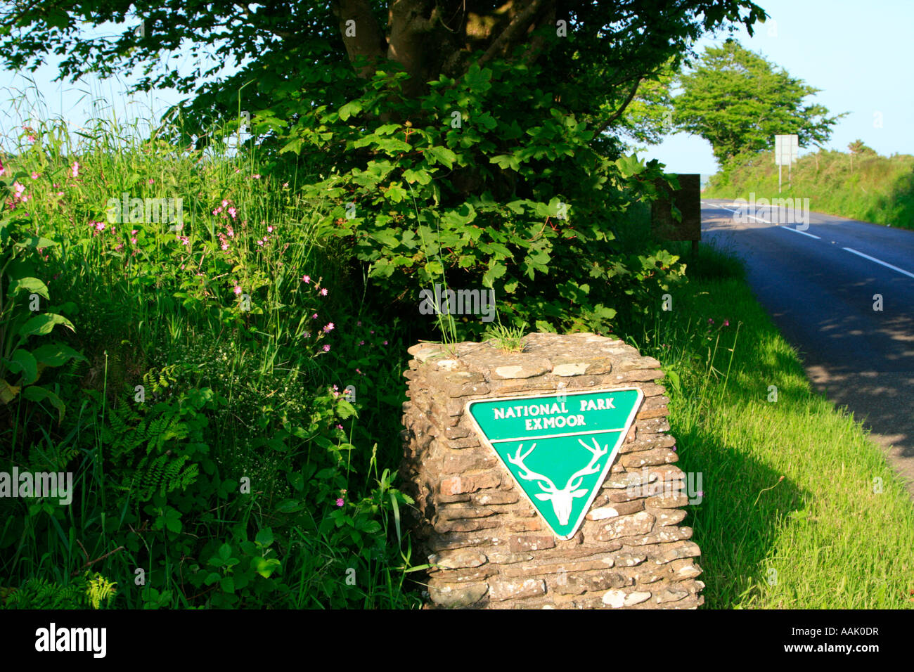 sign for exmoor national park entrance by road england uk gb Stock ...