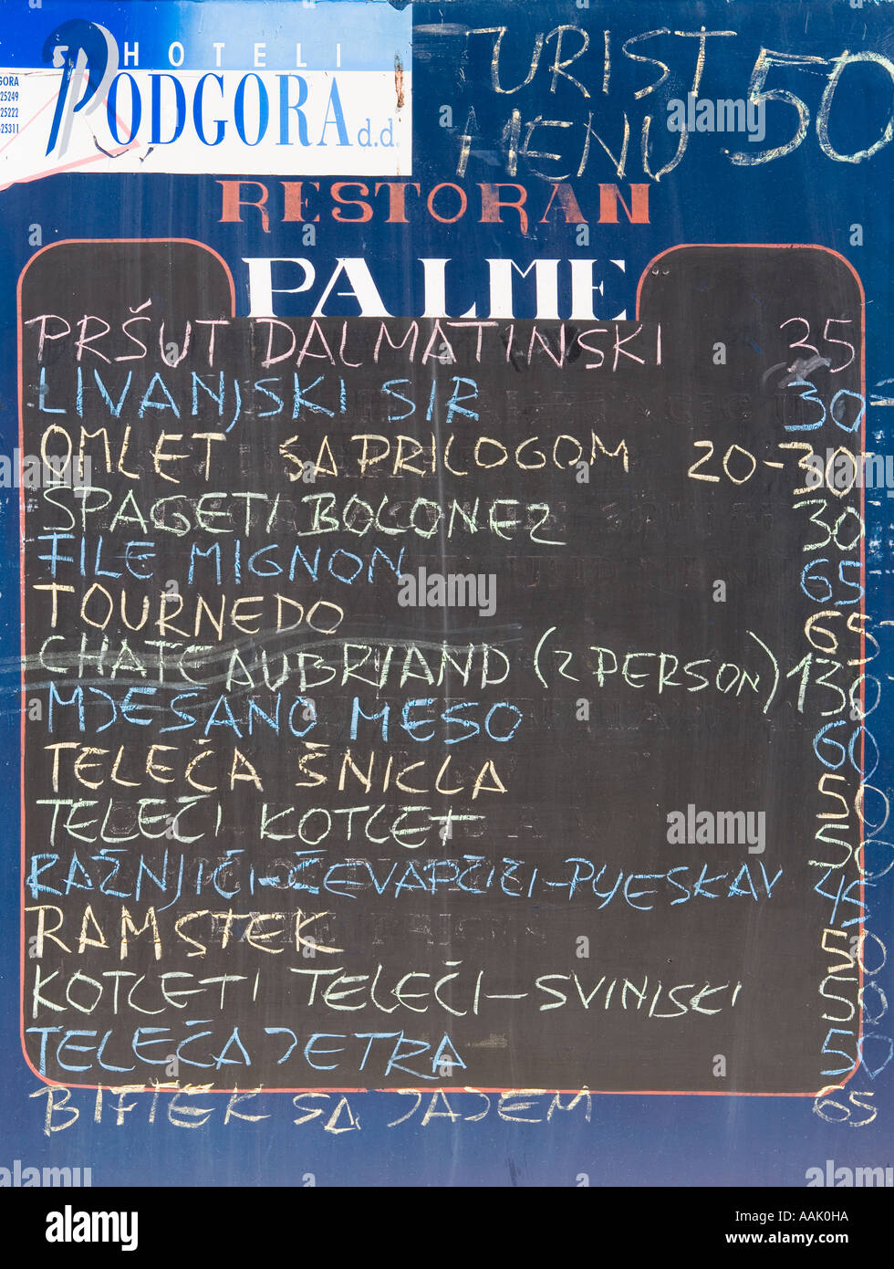 Restaurant menu in Croatia Stock Photo - Alamy