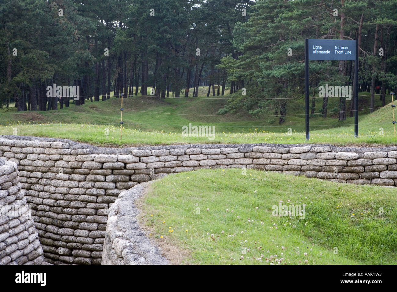WWI German front line and trenches at Vimy Ridge northern France Stock ...