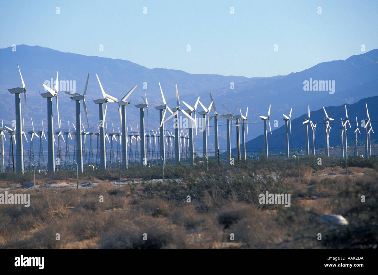 Modern wind farm in the high desert, California Stock Photo - Alamy