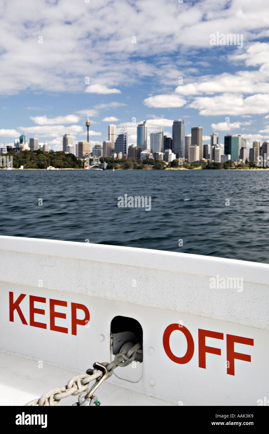 keep off ferry boat deck sydney skyline Stock Photo - Alamy