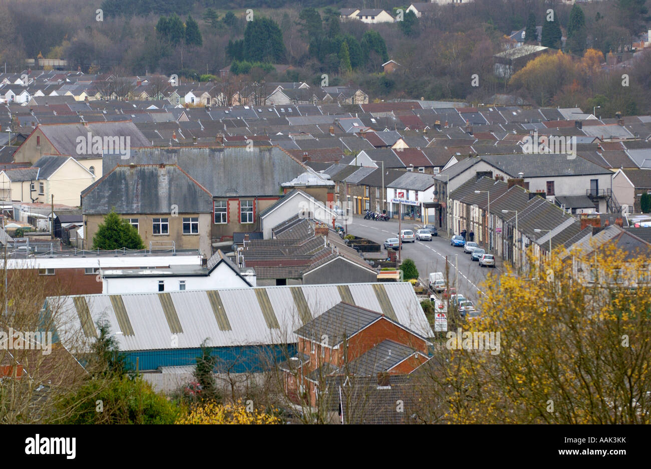 View over the town of Treorchy Rhondda Valley South Wales UK Stock ...