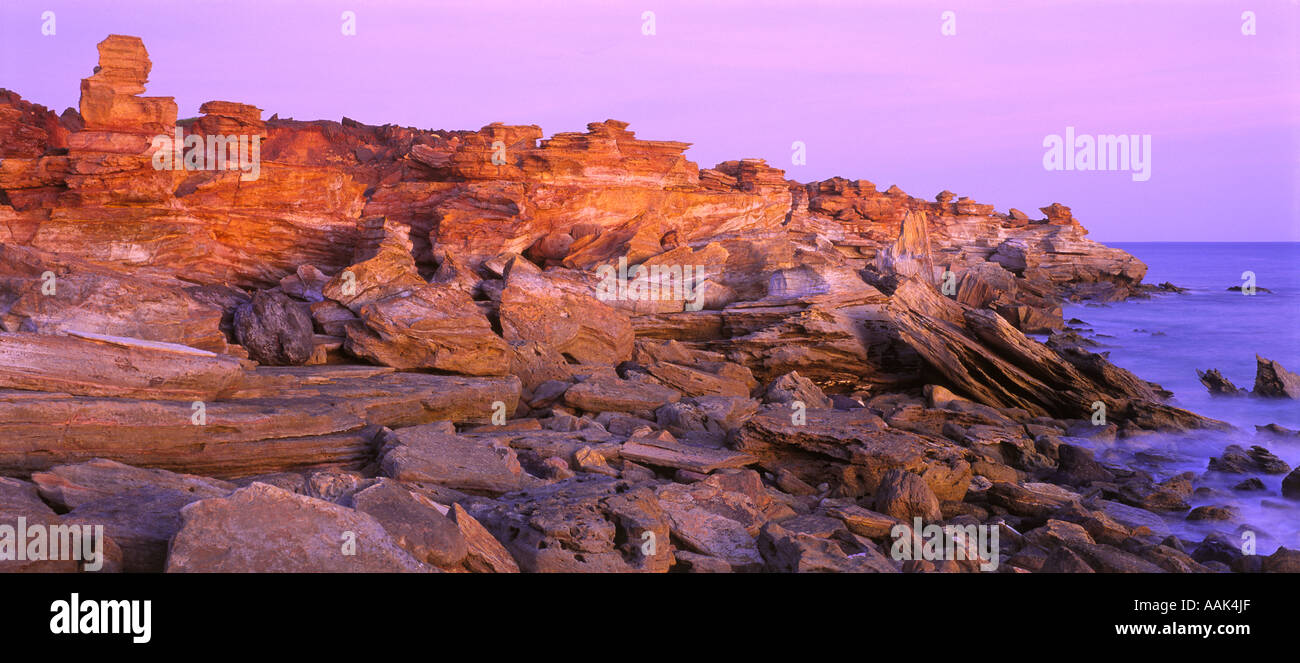 Coastal sandstone at sunset Gantheaume Point Broome Kimberley Western ...