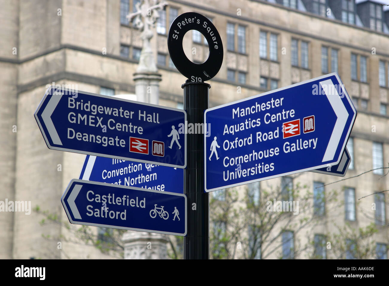 Street signpost St Peter s Square Manchester UK Stock Photo - Alamy
