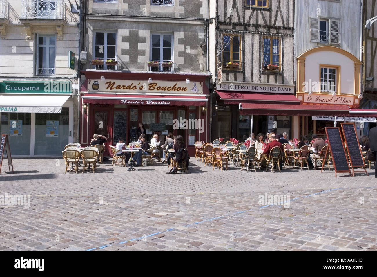 Poitiers square in front of the Notre Dame la Grande church showing the ...