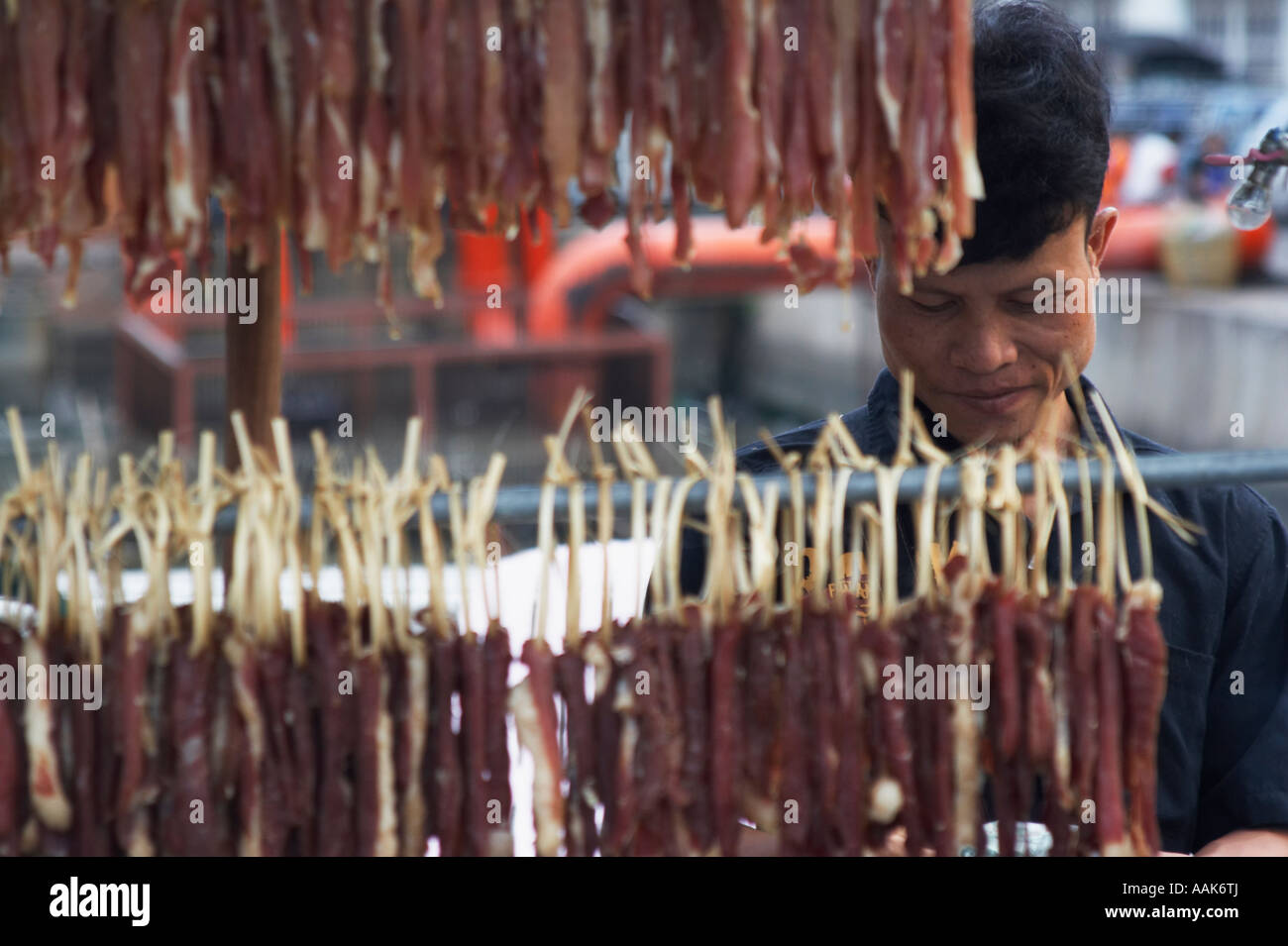 Vendor Selling Meat, Bangkok Stock Photo - Alamy