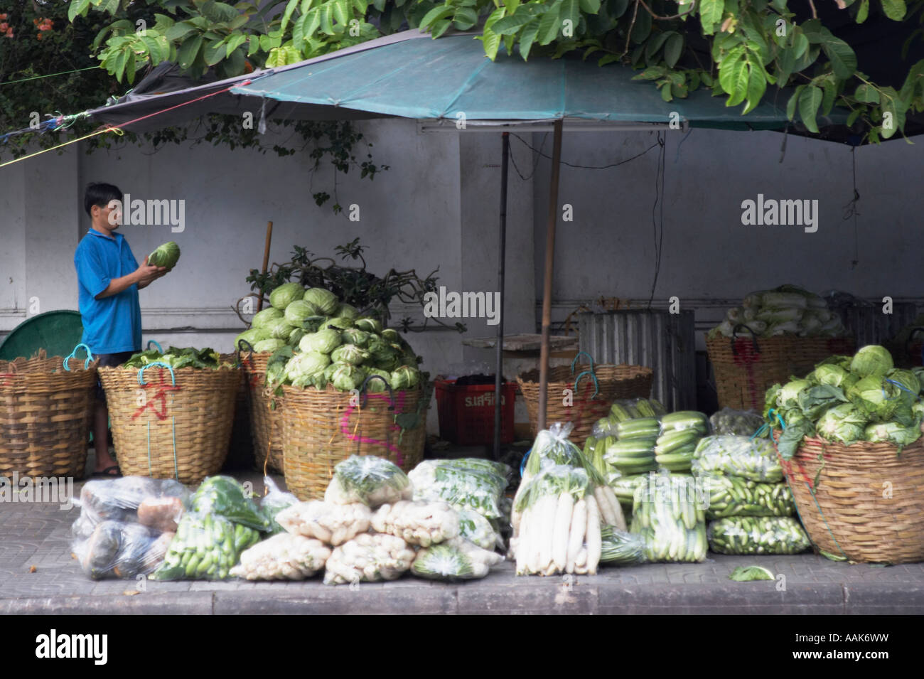 Vendor Selling Green Vegetables Stock Photo - Alamy