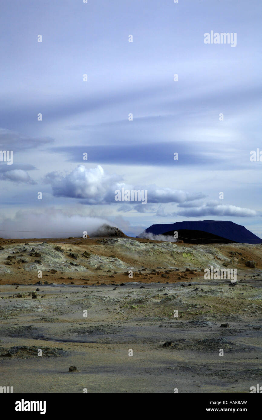 The steaming volcanic landscape Namaskaro Hveraond Iceland Stock Photo ...