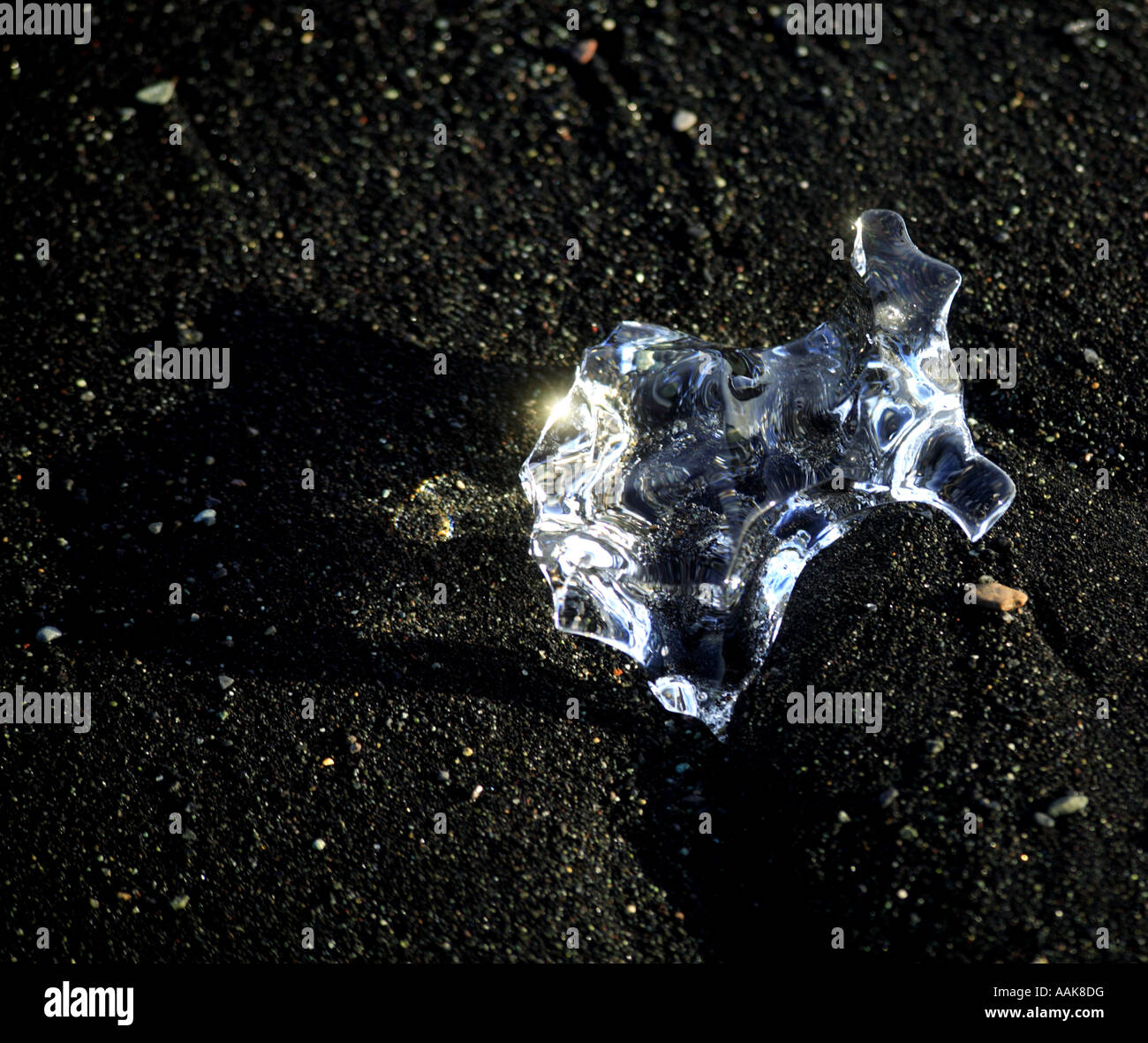 Sun shining through ice on a black volcanic beach Iceland Stock Photo ...