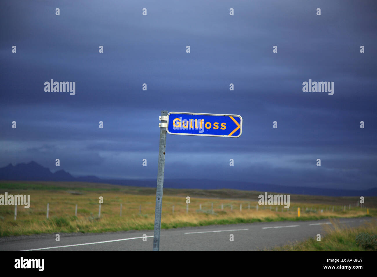 Roadside signpost for Gulfoss waterfall Iceland Stock Photo - Alamy