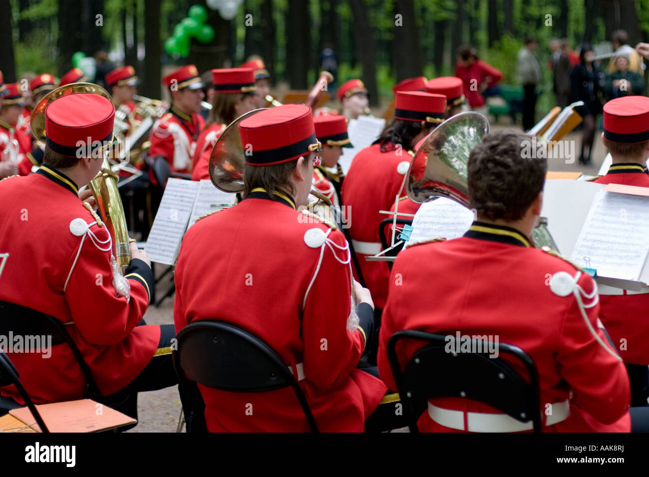Brass band playing music in a park Stock Photo - Alamy