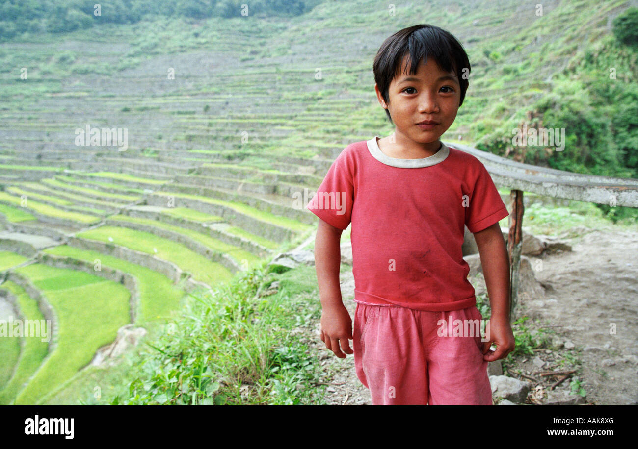 Local Village Boy From Rice Terraces Stock Photo - Alamy