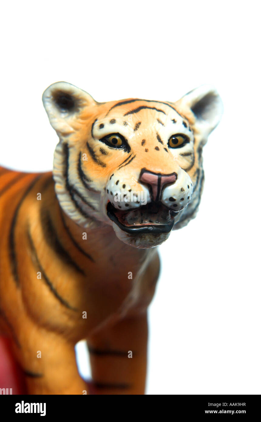 close-up portrait of toy model tiger Stock Photo - Alamy