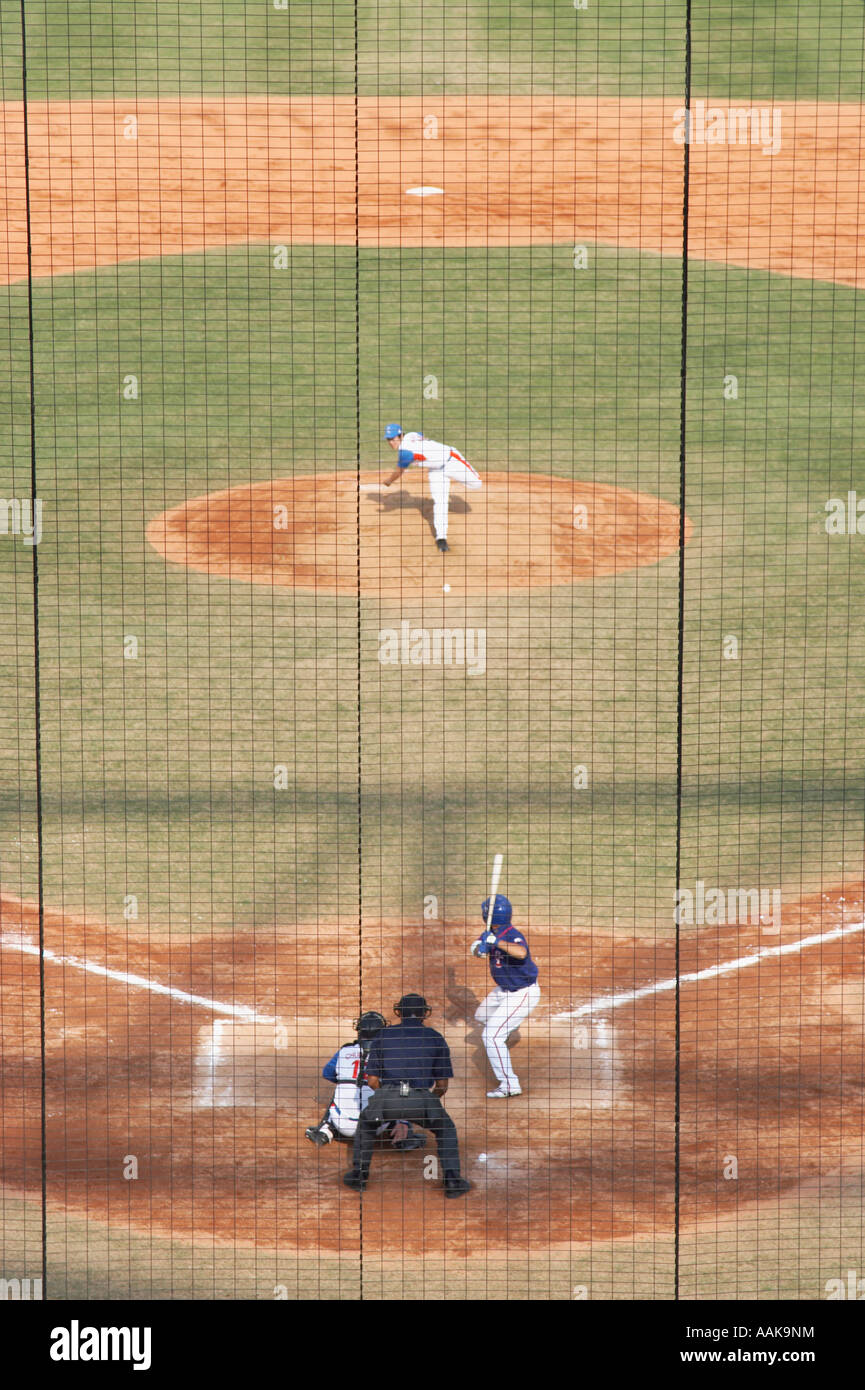 Korean Pitcher Pitching To Taiwanese Batter In Baseball Game Stock ...